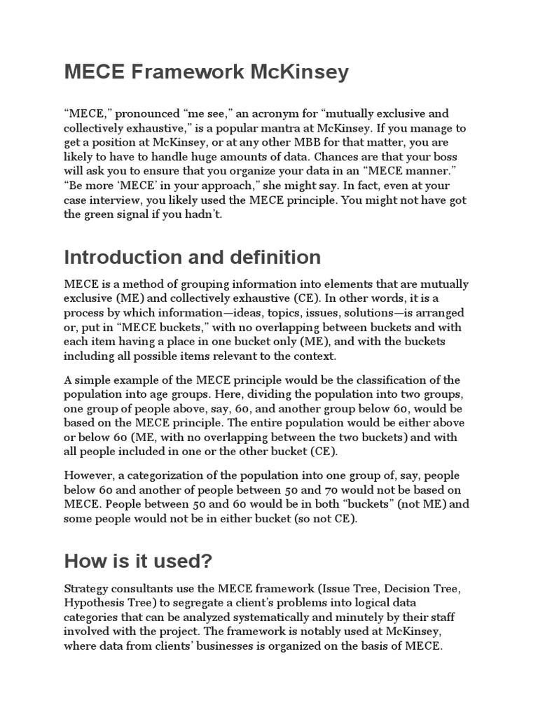Mece Framework Mckinsey Pdf Expense Business