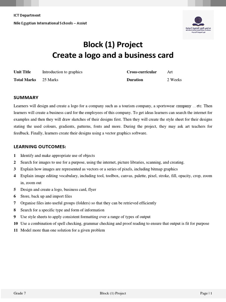 ICT Logo and Business Card Project | PDF | Computing | Computer Graphics