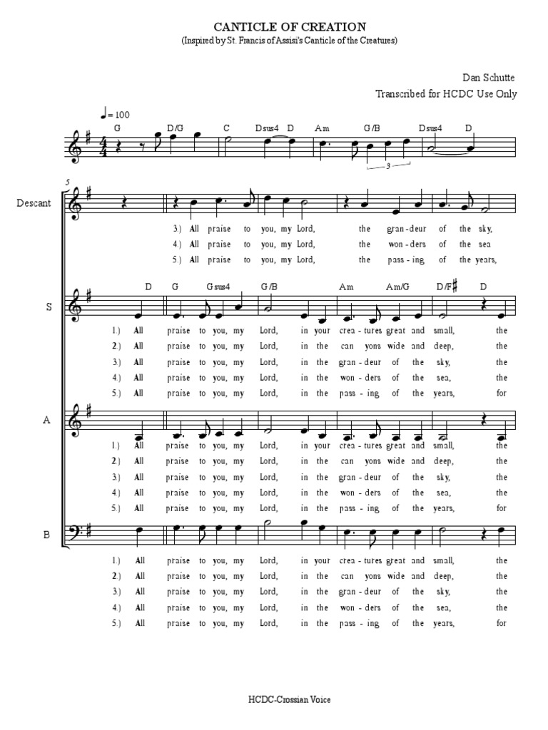 Canticle of Creation For HCDC Use Only | PDF
