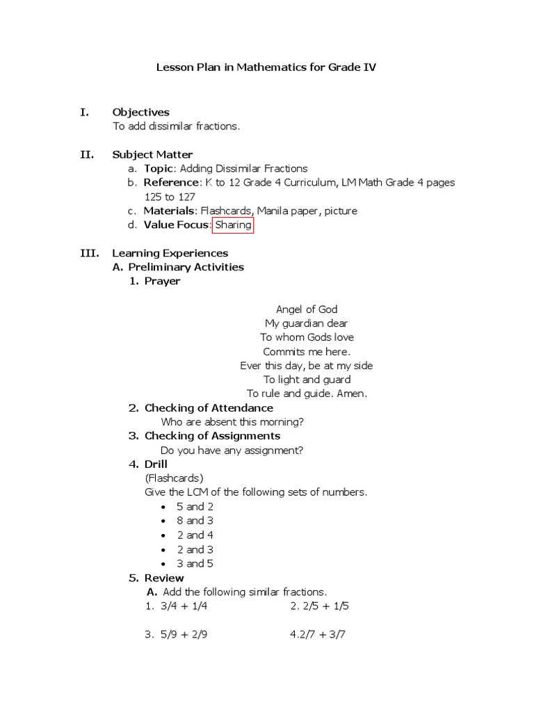 Grade 4 Math: Adding Fractions Lesson | PDF | Mathematics | Education Theory