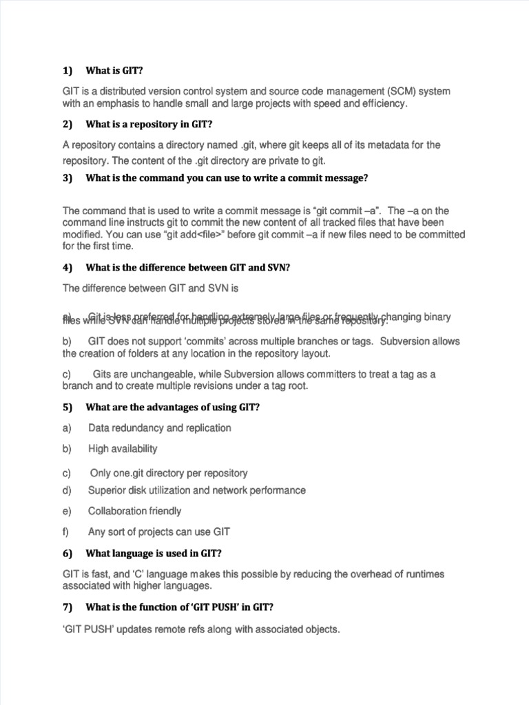 PDF Git Interview Questions | Download Free PDF | Version Control | Computing
