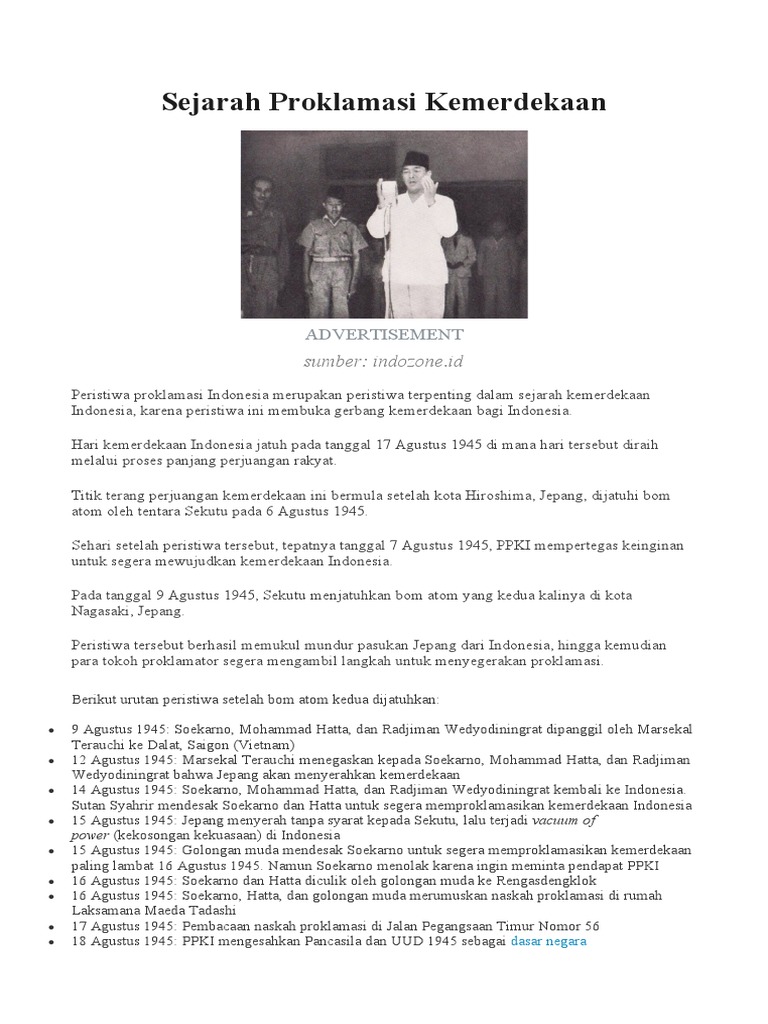 Sejarah Proklamasi Kemerdekaan 1945 | PDF