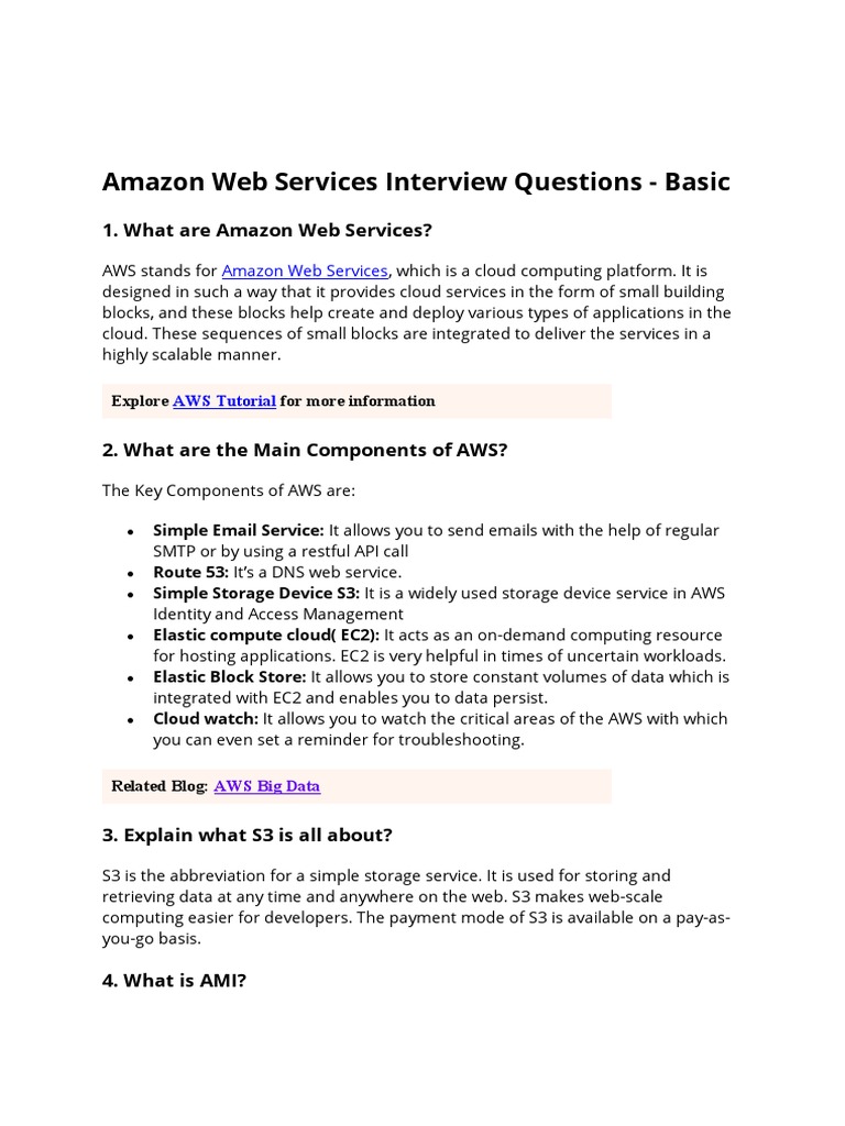 Amazon Web Services Interview Questions | PDF | Cloud Computing | Amazon Web Services