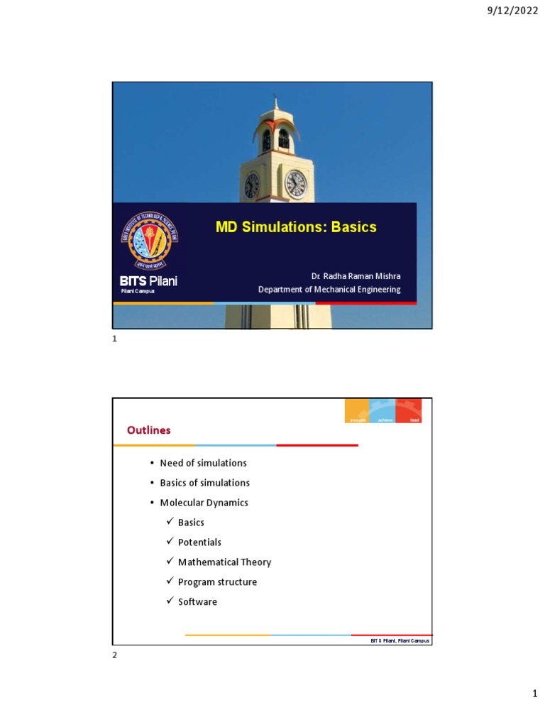 Understanding Molecular Dynamics Simulations: An Introduction to the ...