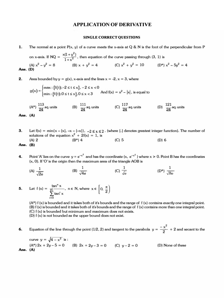 SRG Aod Answers | PDF | Maxima And Minima | Tangent