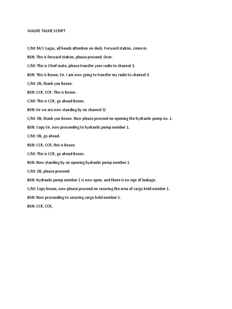 Walkie Talkie Script | PDF