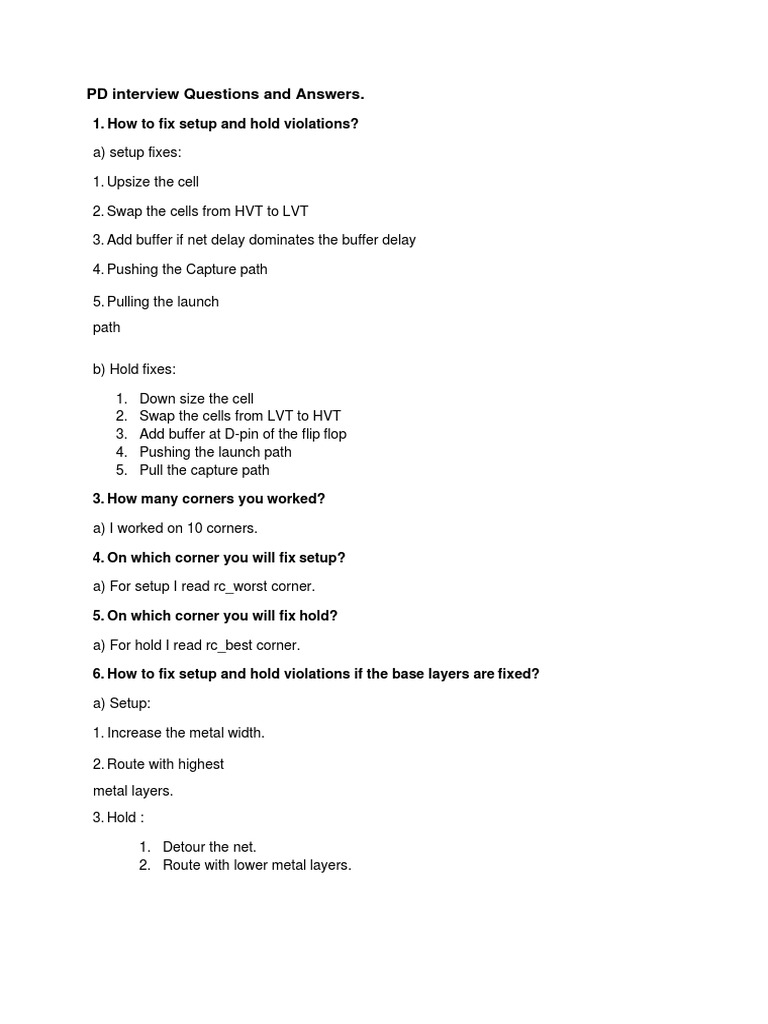 Physical Design Interview Q&A Guide | PDF | Computing | Electricity