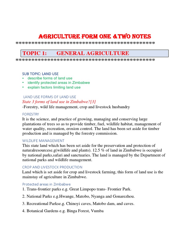 Agriculture Form One & Two Notes | PDF | Rock (Geology) | Plant Nutrition