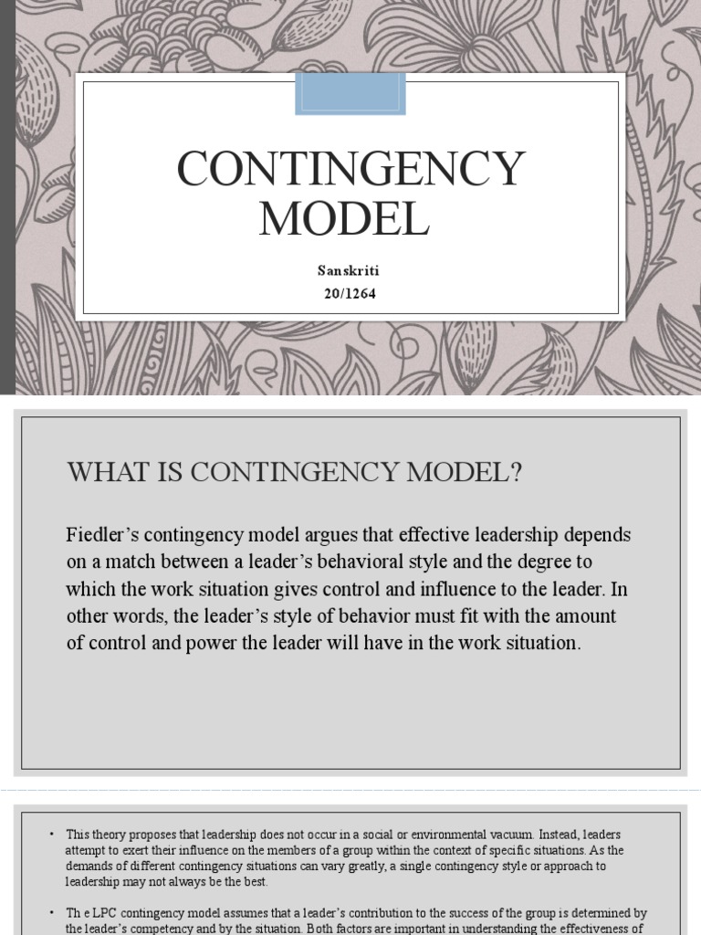 Contingency Model | PDF | Leadership | Systems Psychology