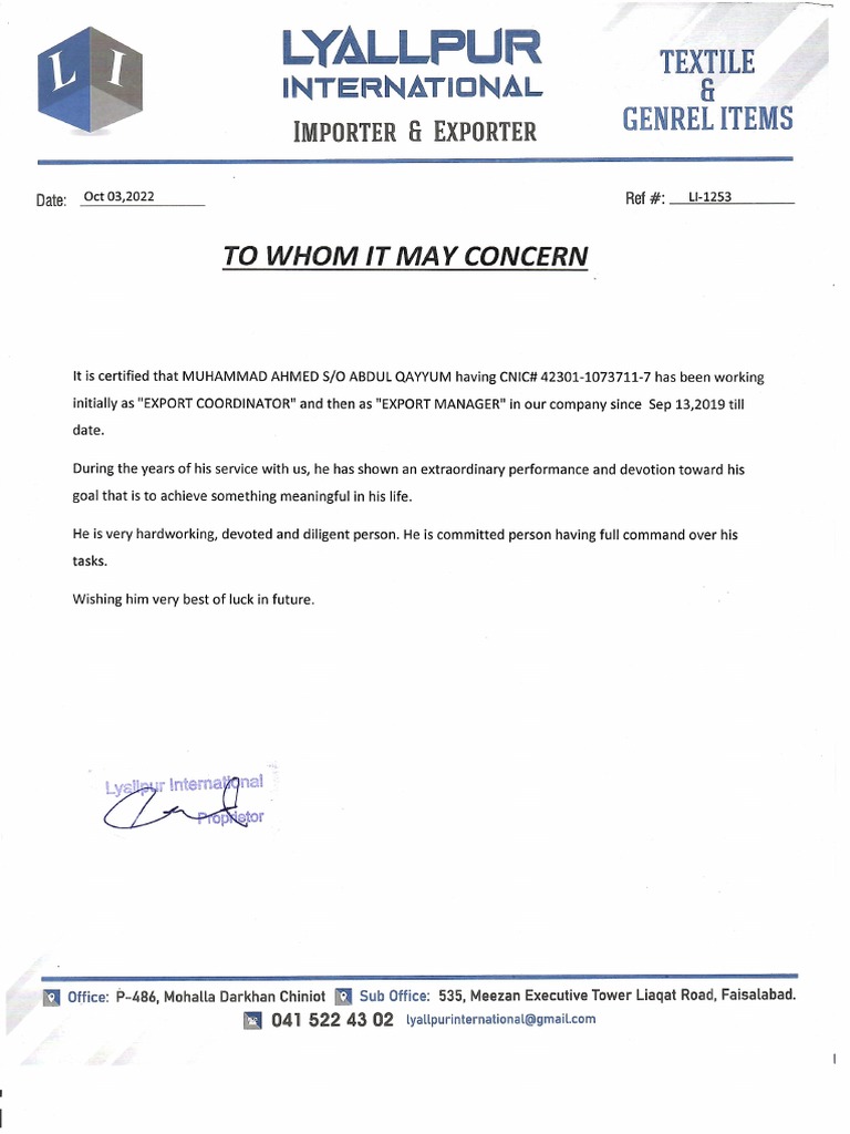 Experience Letter | PDF