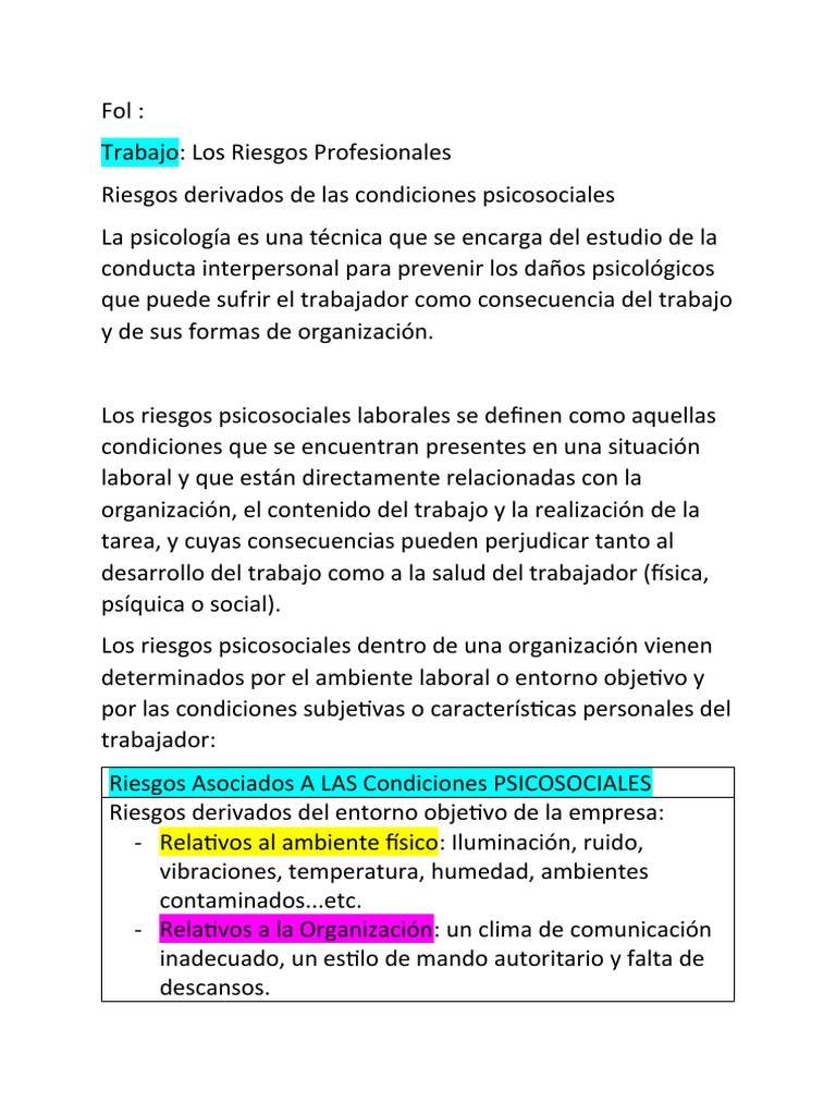 Trabajo Fol Riesgos Psicosociales Ana María | PDF | Burnout ocupacional | Estrés (biología)