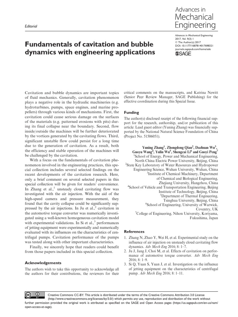 Fundamentals of Cavitation and Bubble Dynamics Wit | PDF | Engineering | Chemical Engineering