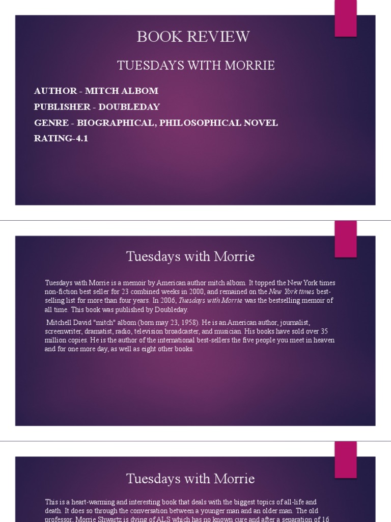 Tuesdays with Morrie Book Review | PDF | General Fiction