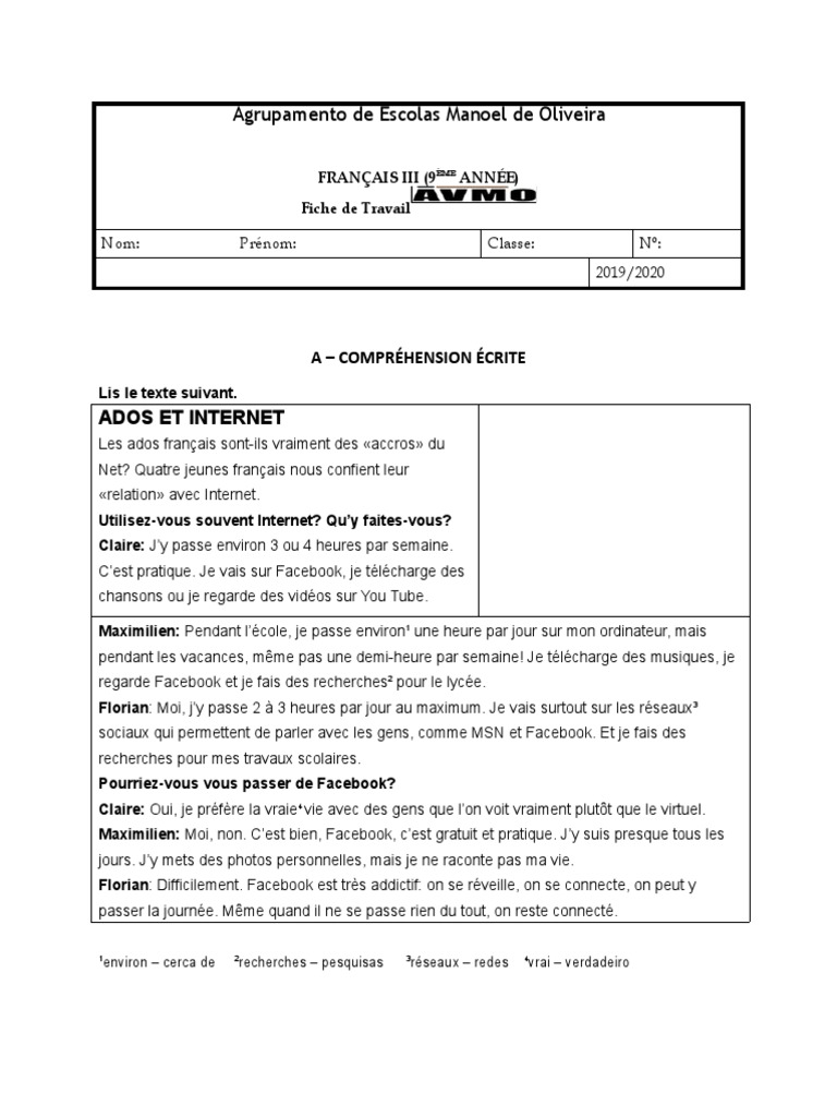 Adolescents français et Internet | PDF | Facebook