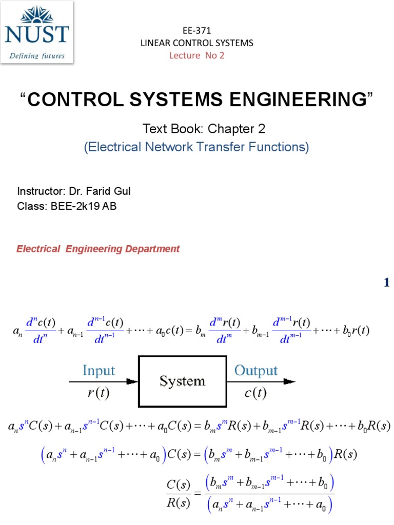 Lecture 02 Electrical Networks Transfer Function | PDF | Computer ... Lecture 02 Electrical Networks Transfer Function | PDF | Computer ...