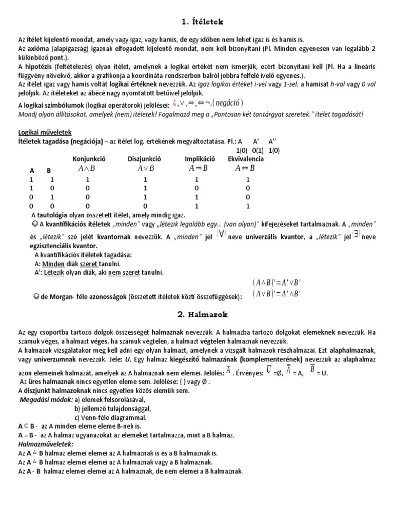 Matek Elmélet | PDF