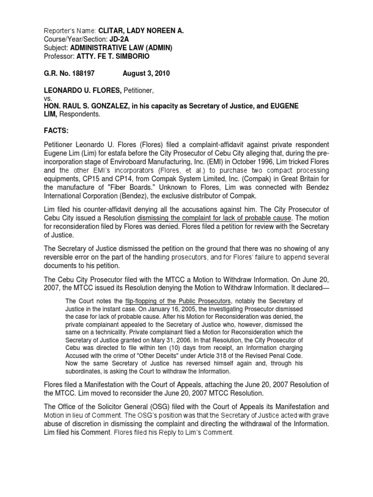 AdminLaw - Case Digest by Clitar | PDF | Jurisdiction | Prosecutor