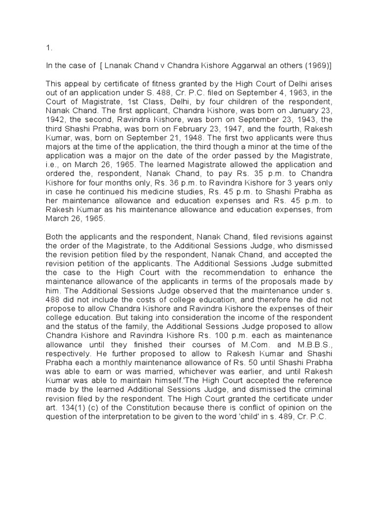 Cases On Entitlement of A Daughter Who Turned Major To Maintenance From Father by Aadi Agarwal ...