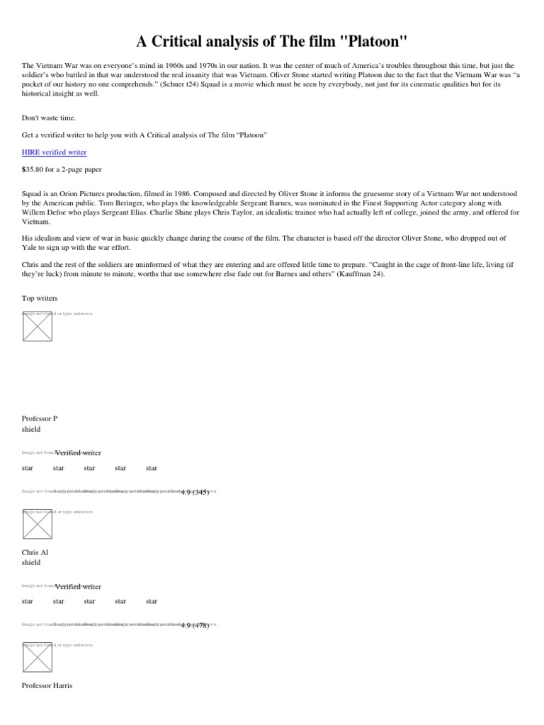 A Critical Analysis of The Film Platoon | PDF