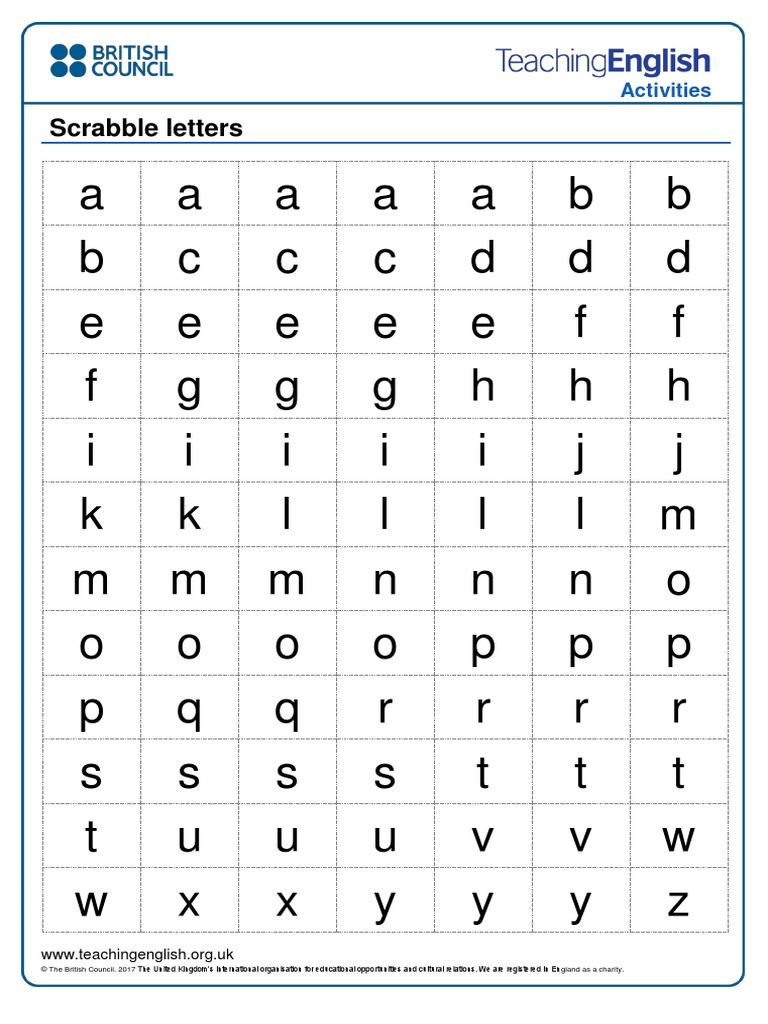 Teaching Kids Activities Scrabble Letters | PDF