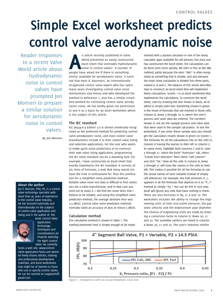 Worksheet Predicts Aerodynamic Noise | PDF | Microsoft Excel | Valve