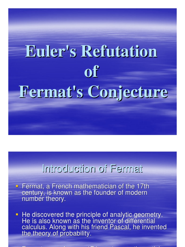Euler Fermat | PDF | Fermat's Last Theorem | Mathematics