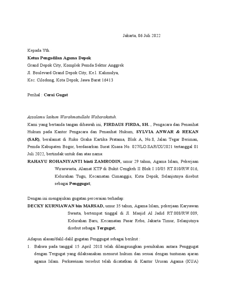 Gugatan Cerai Hapa | PDF