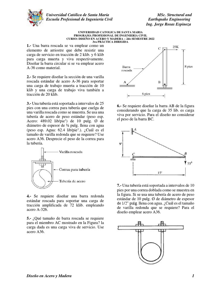 3ra PRACTICA DISEÑO EN ACERO Y MADERA UCSM 2022 2do SEM | PDF | Ingeniería de Edificación ...