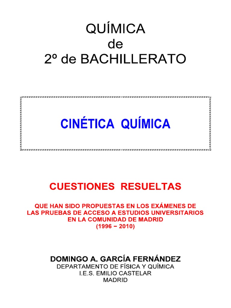 Cinética Química Ejercicios Resueltos | PDF