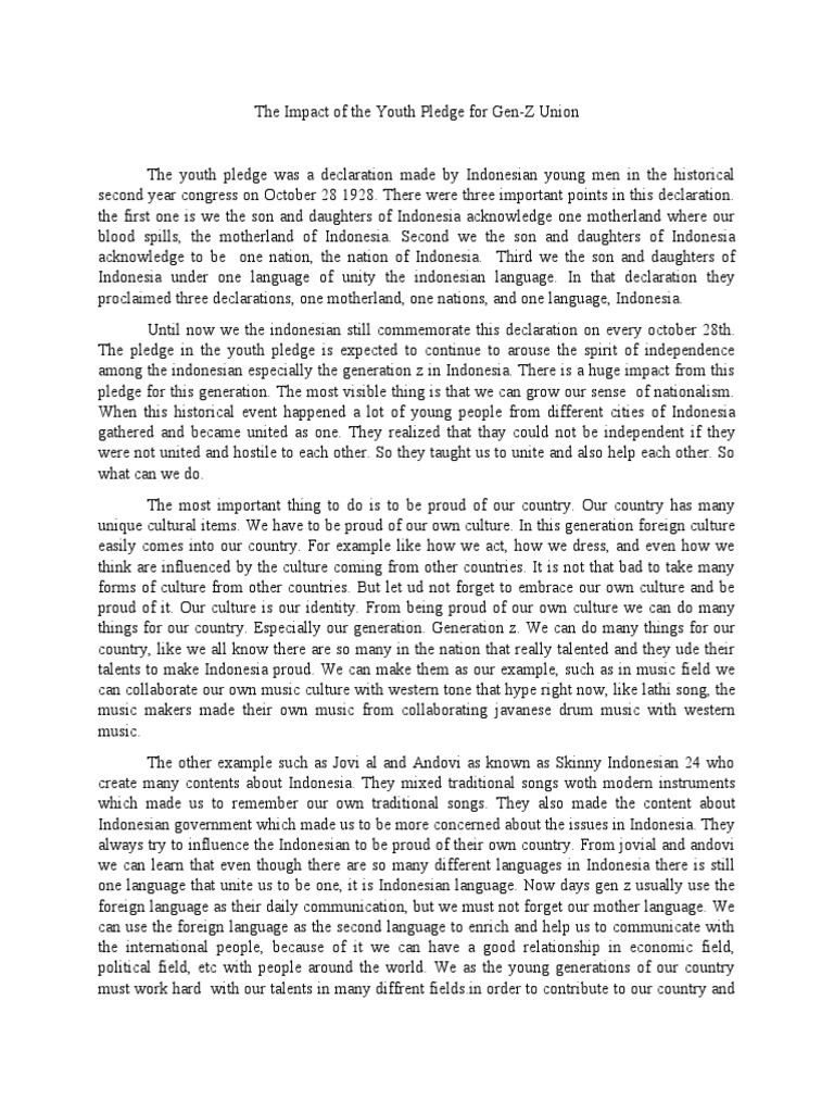 Gen-Z: Embrace the Youth Pledge | PDF | Indonesia | Human Communication
