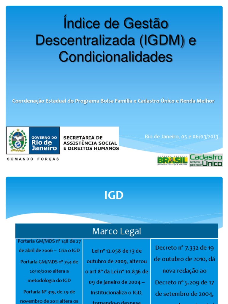 Apresentação - Índice de Gestão Descentralizada (IGDM) e ...