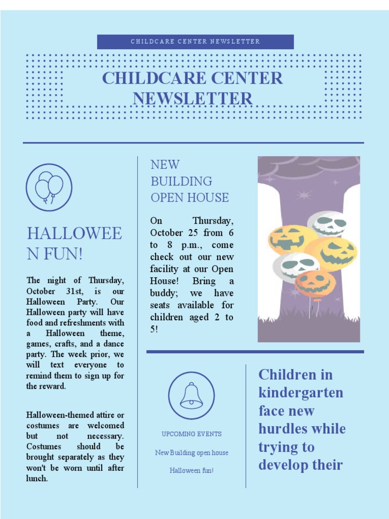 Childcare Center Newsletter | PDF | Halloween | October Observances