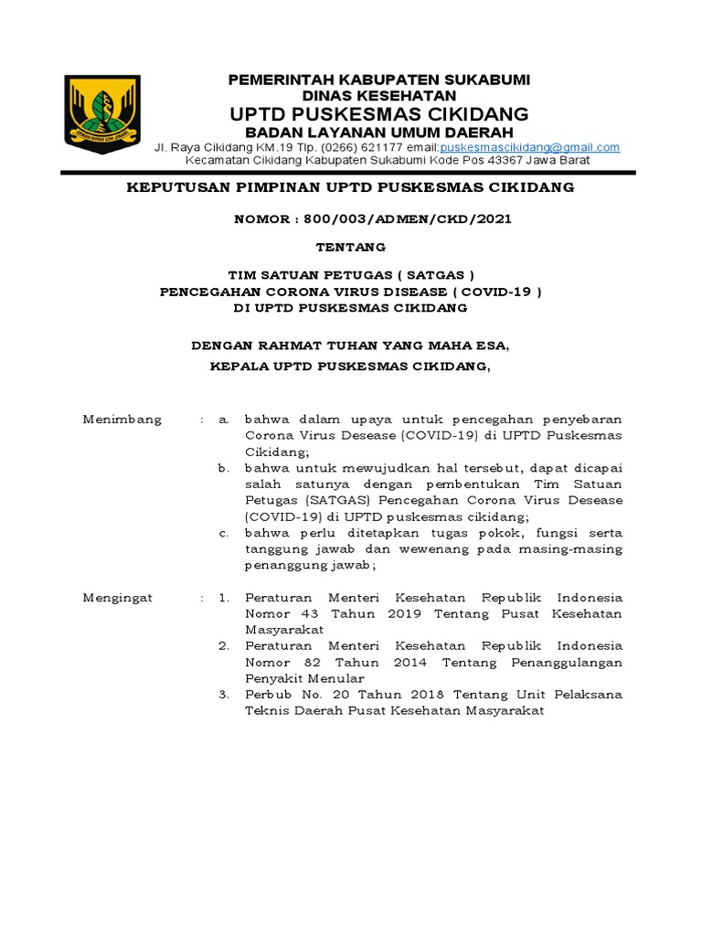 Sk Satgas Covid 19 Pdf