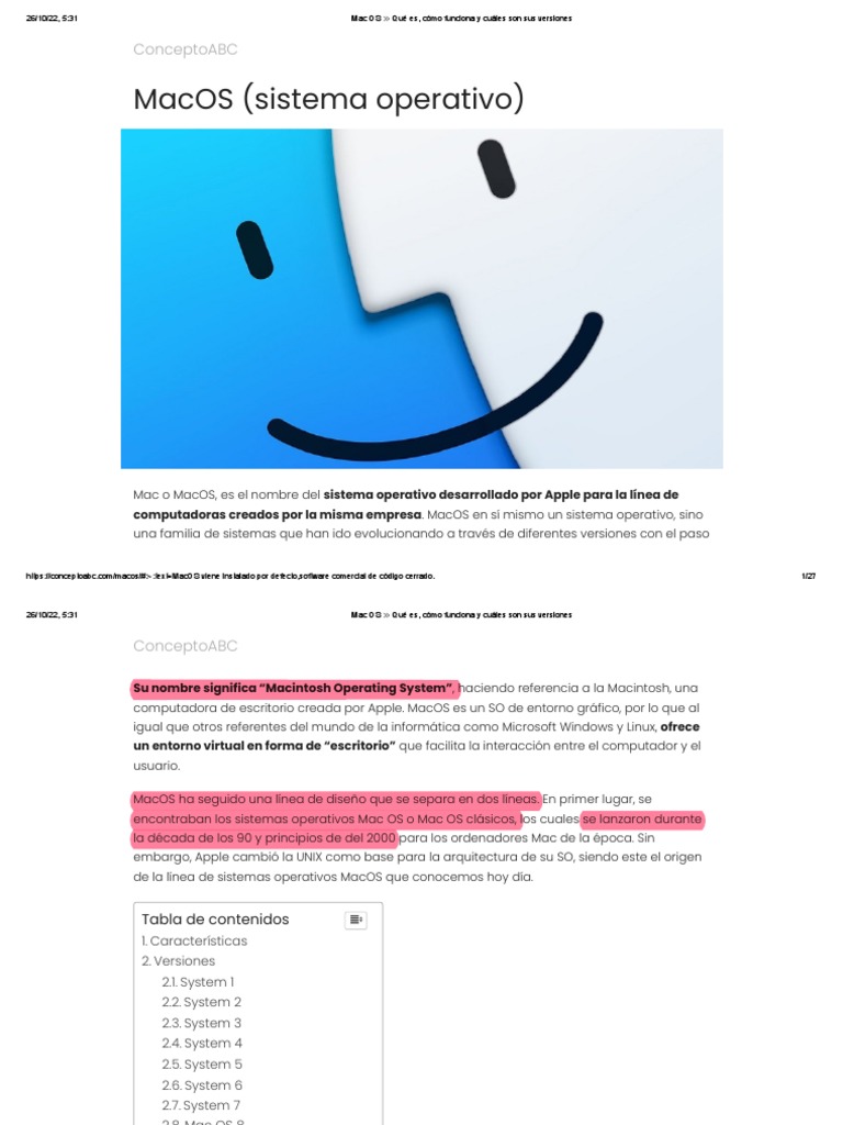 MacOS: Definición y versiones principales | PDF | Mac OS | Apple Inc.