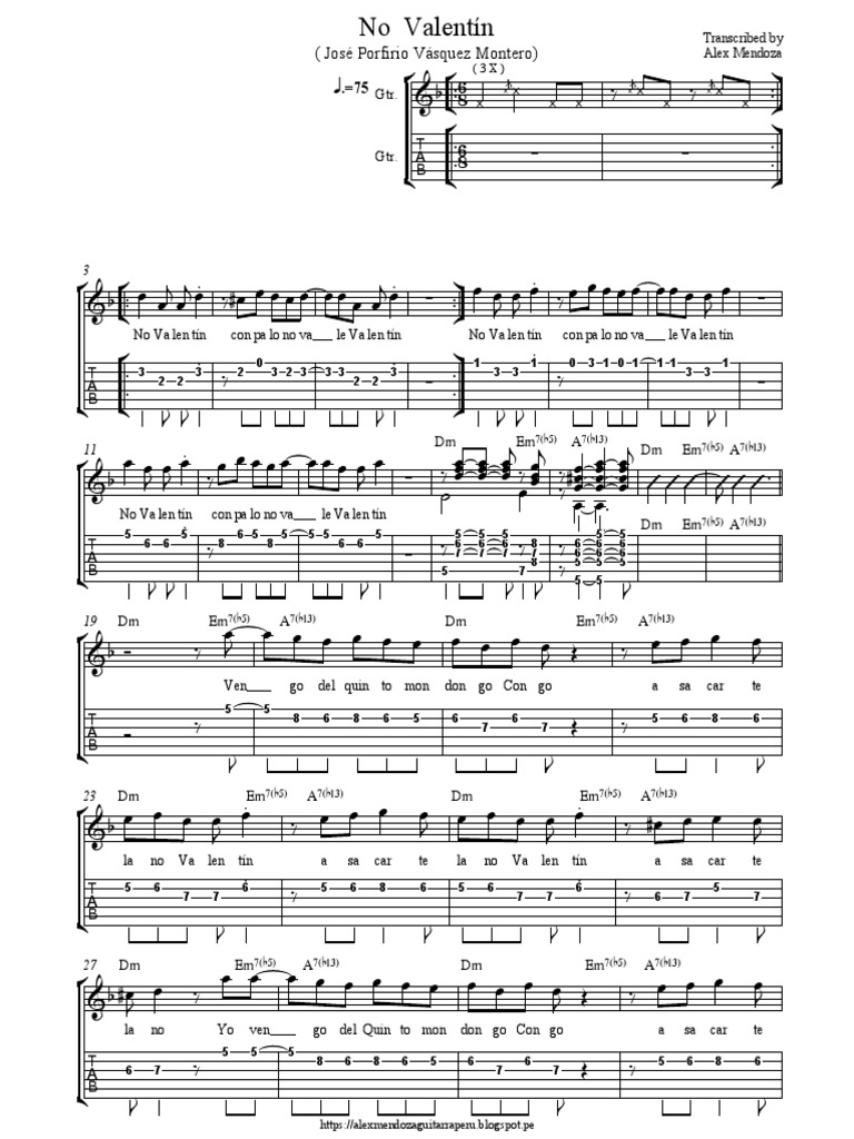No Valentin TAB Acordes | PDF