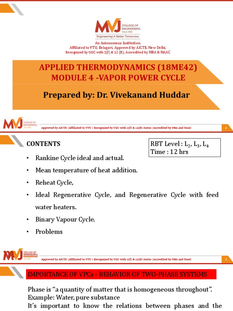 Vapor Power Cycle Overview | PDF | Steam | Phases Of Matter