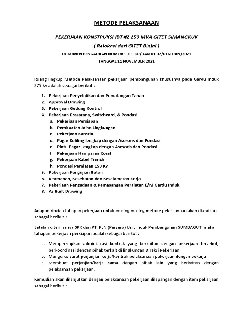 Metode Pelaksanaan Gitet Simangkuk | PDF | Komputer | Teknologi & Rekayasa