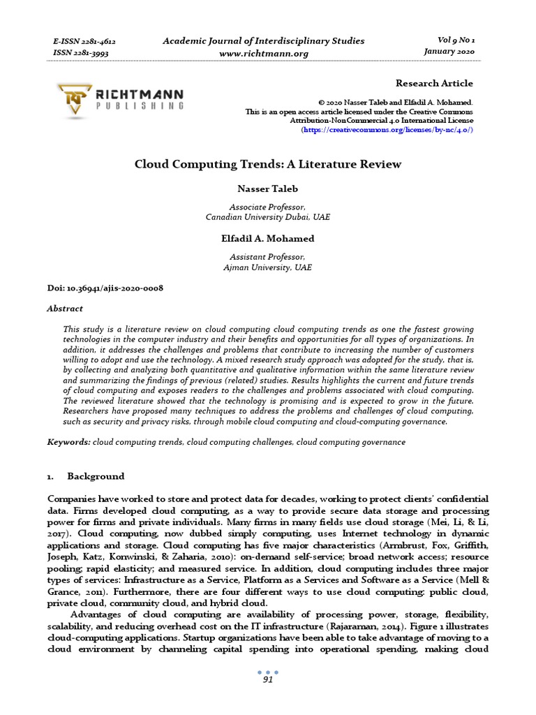 Cloud Computing Trends A Literature Review Pdf Cloud Computing Security