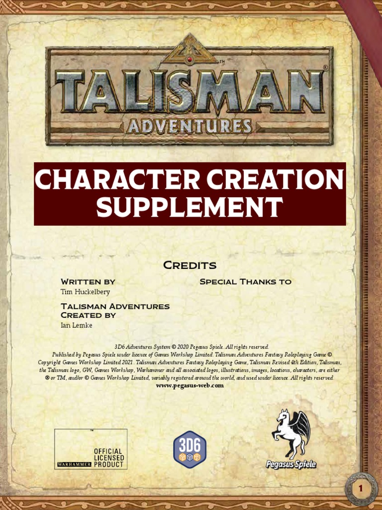 Talisman Adventures Character Creation Supplement v2.0 | PDF