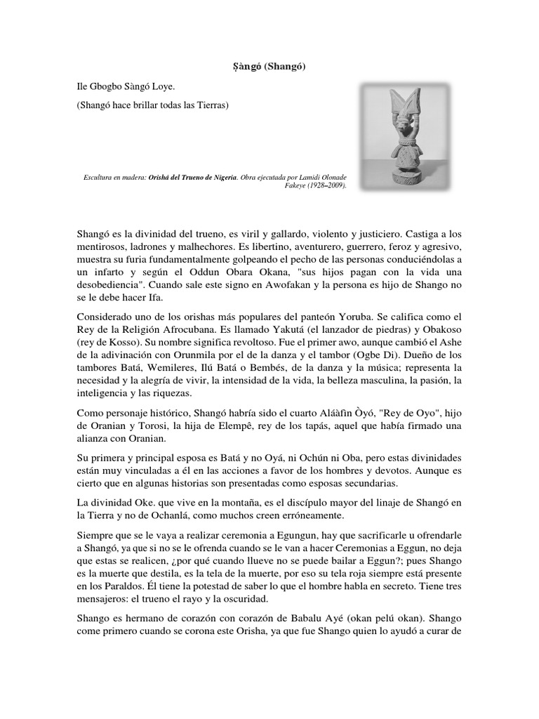 Prohibiciones y características de Shango | PDF | Religión étnica ...