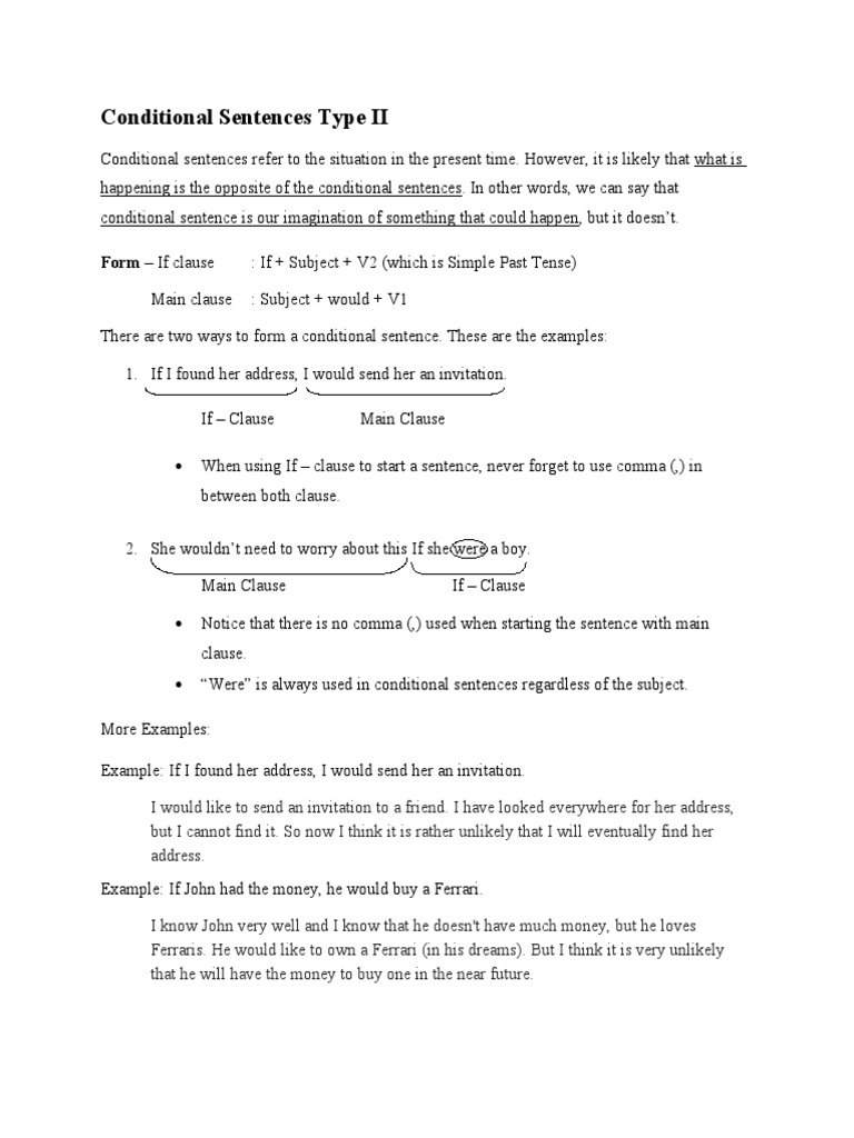 Conditional Sentences Type II | PDF | Sentence (Linguistics) | Clause