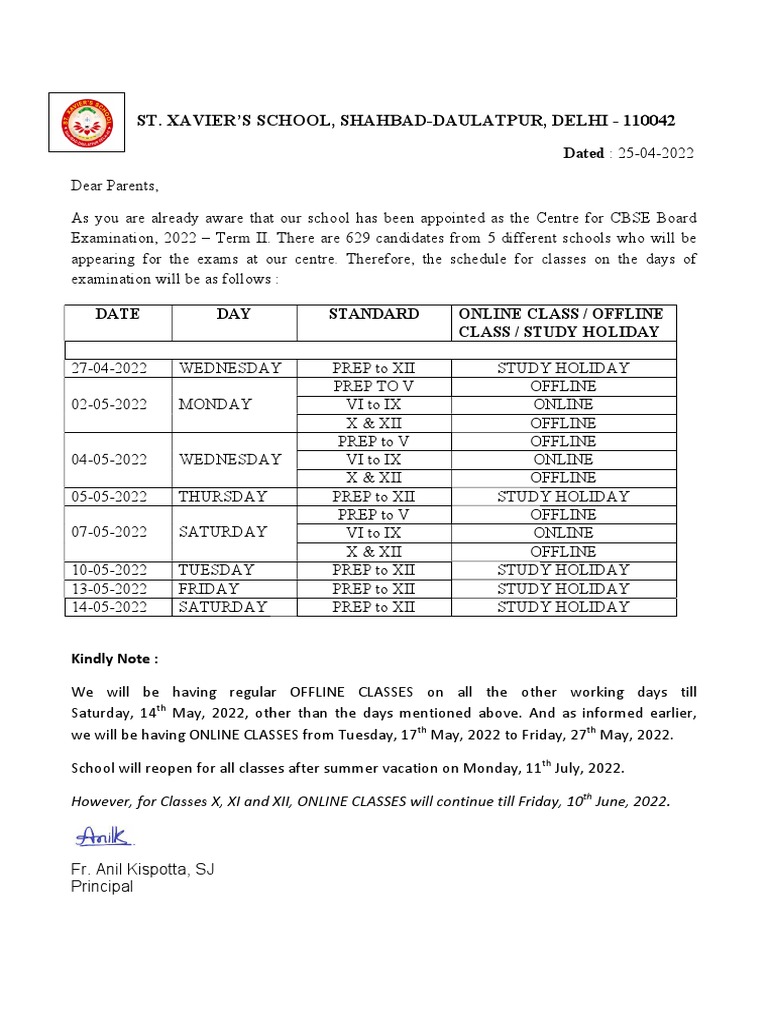 Class Schedule During Board Examinations | PDF | Schools
