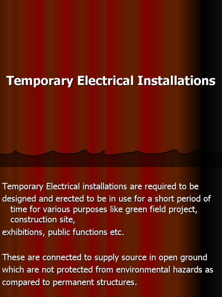 Temporary Electrical Installations Guide | PDF | Fuse (Electrical ...