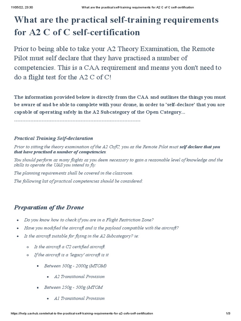What are the practical self-training requirements for A2 C of C self ...
