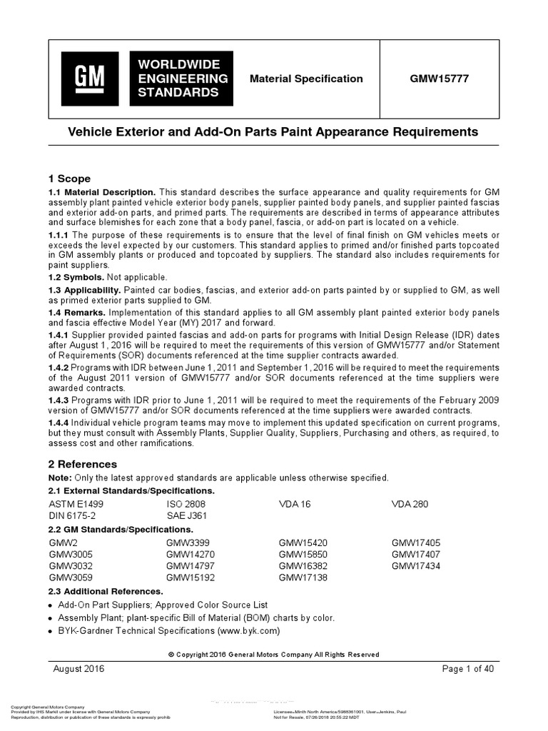 GMW15777 | PDF | Specification (Technical Standard) | General Motors
