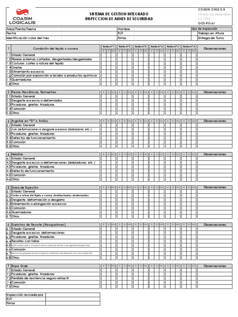 Inspección Arnés de Seguridadd | PDF | Corrosión