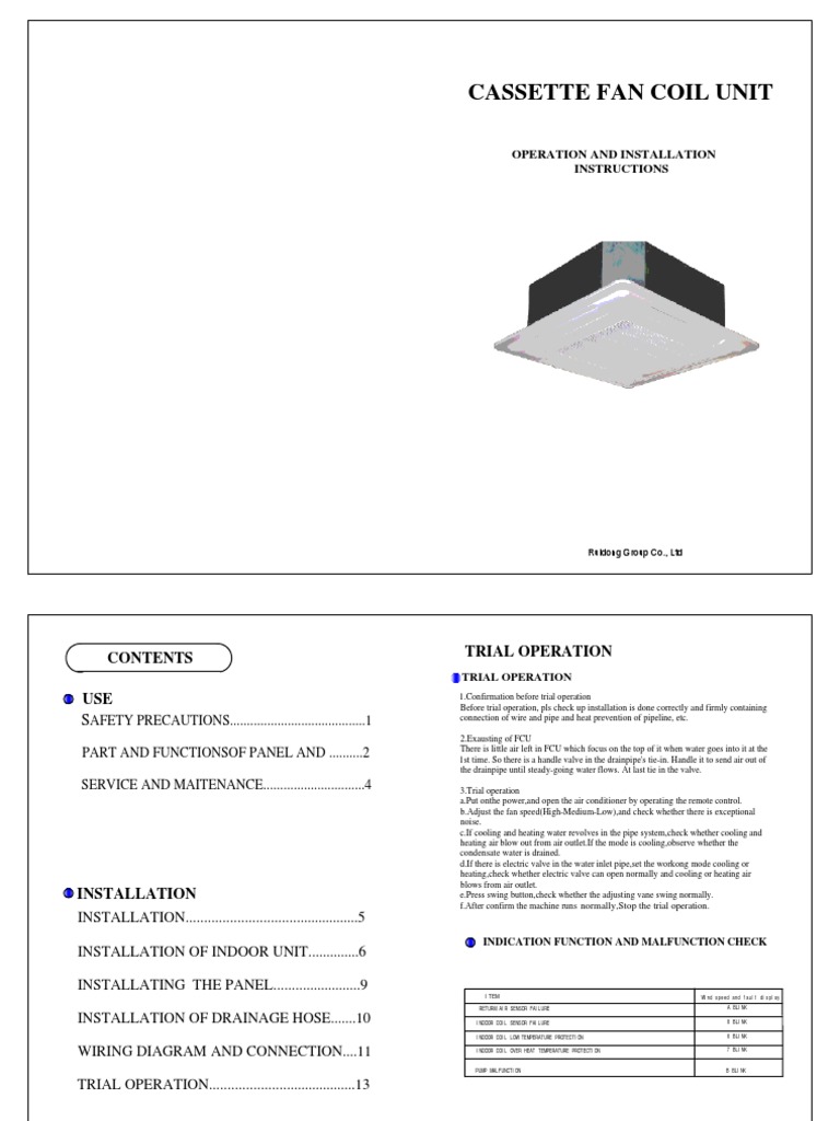 Cassette Fan Coil Unit User Manual | PDF | Pipe (Fluid Conveyance) | Air Conditioning