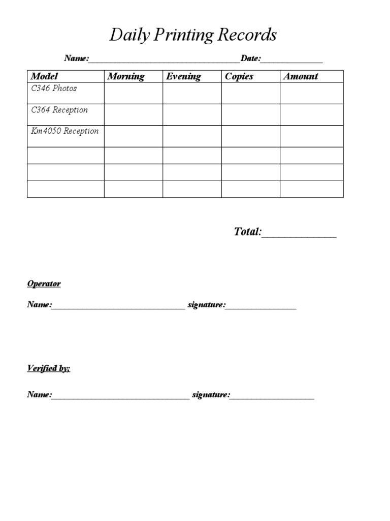 Daily Printing Records | PDF