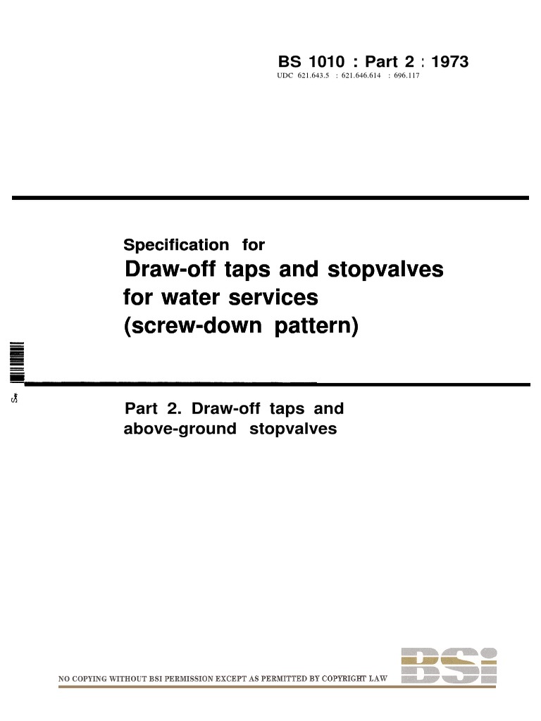 BS 1010-Part 2-73 | Download Free PDF | Pipe (Fluid Conveyance) | Tap ...