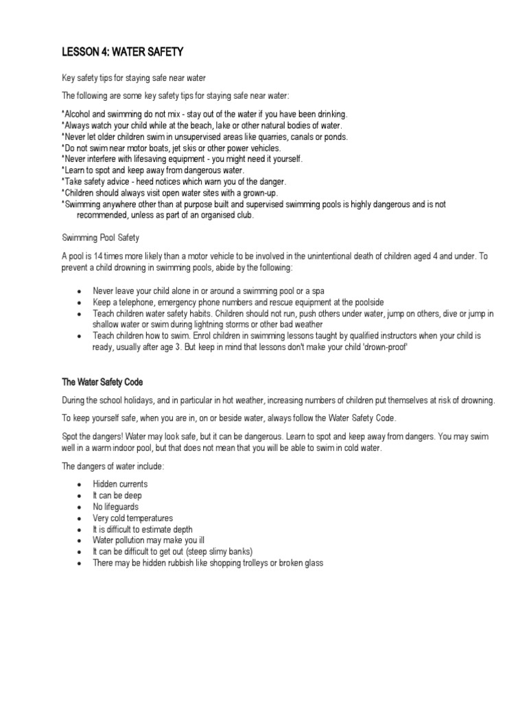 Water Safety | PDF | Swimming Pool | Swimming